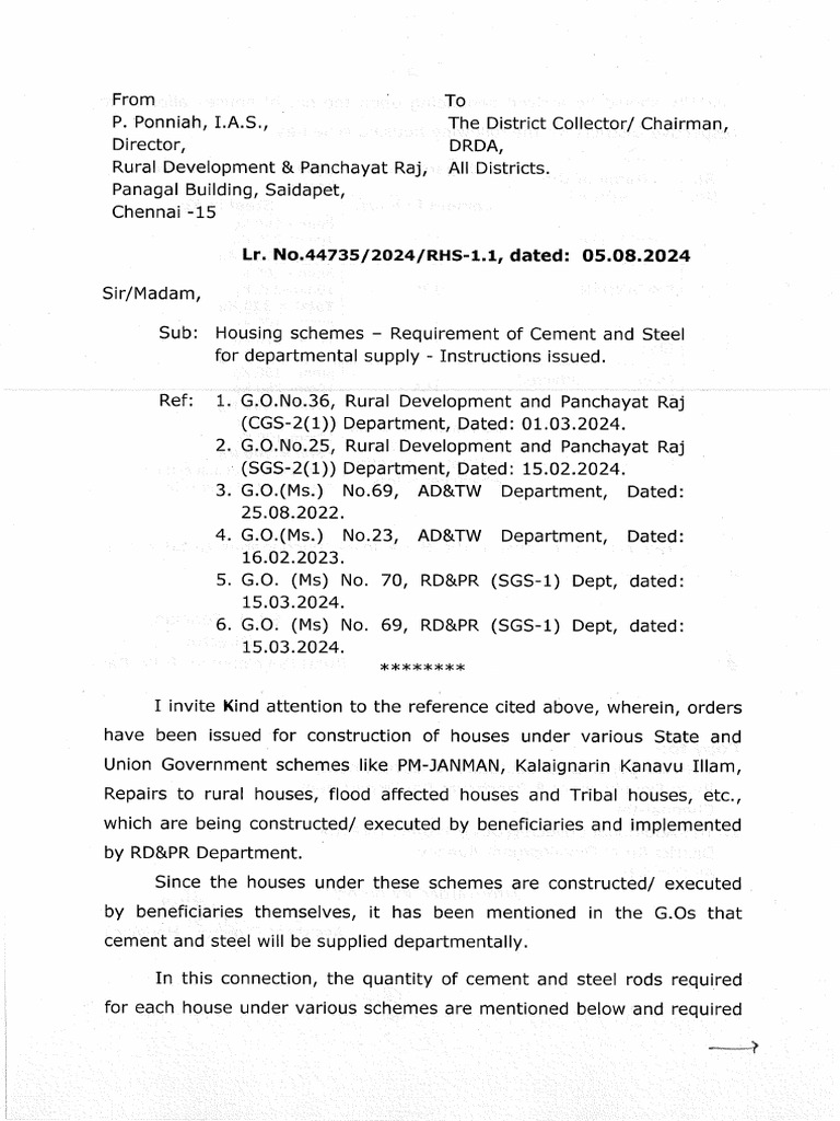 Rural Scheme Cement and Steel 2024 | PDF