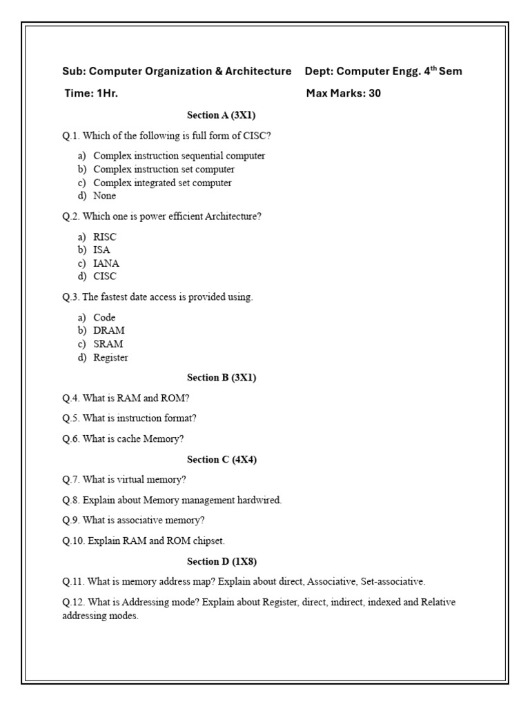 Computer Organization & Architecture | PDF