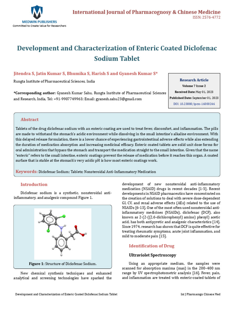 Enteric Coated Diclofenac Sodium Tablets | PDF | Tablet (Pharmacy ...