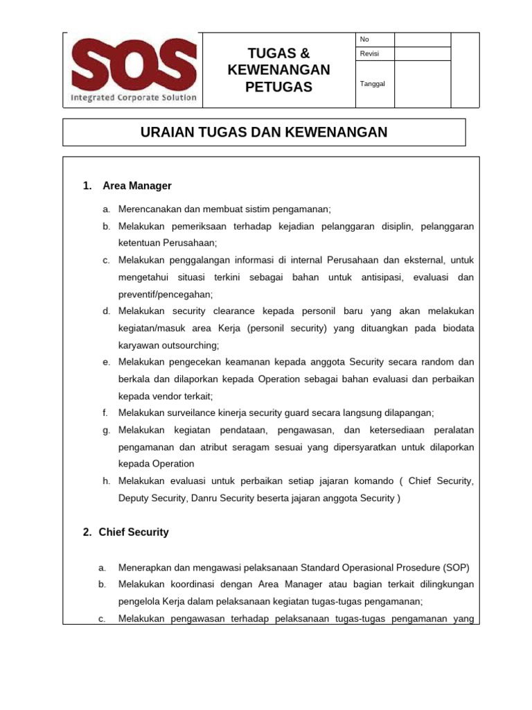 1.tugas Dan Kewenangan Petugas Security | PDF