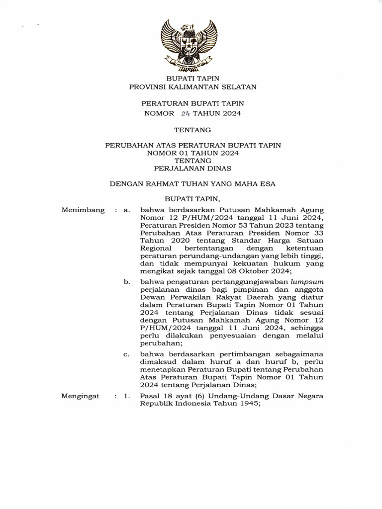 Perbup 24 Tahun 2024 | PDF