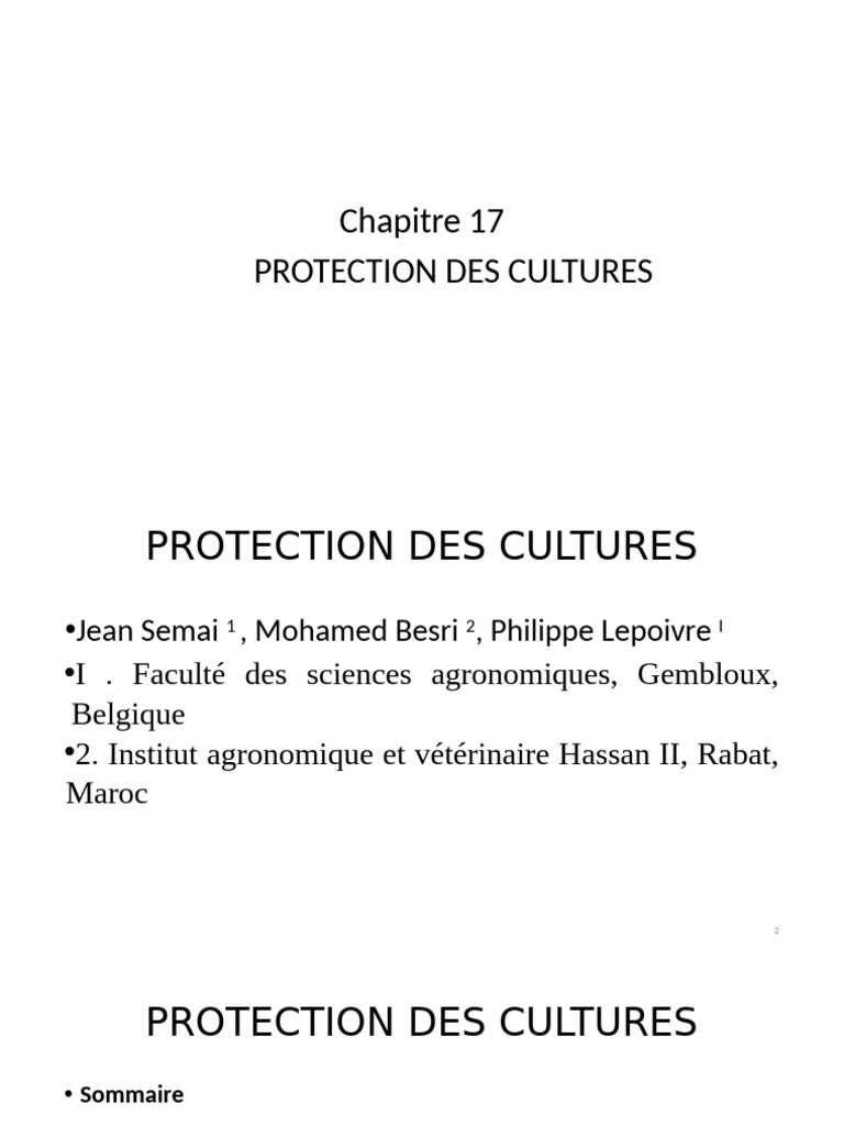 Chapitre 17 PROTECTION DES CULTURES | PDF | Lutte biologique ...