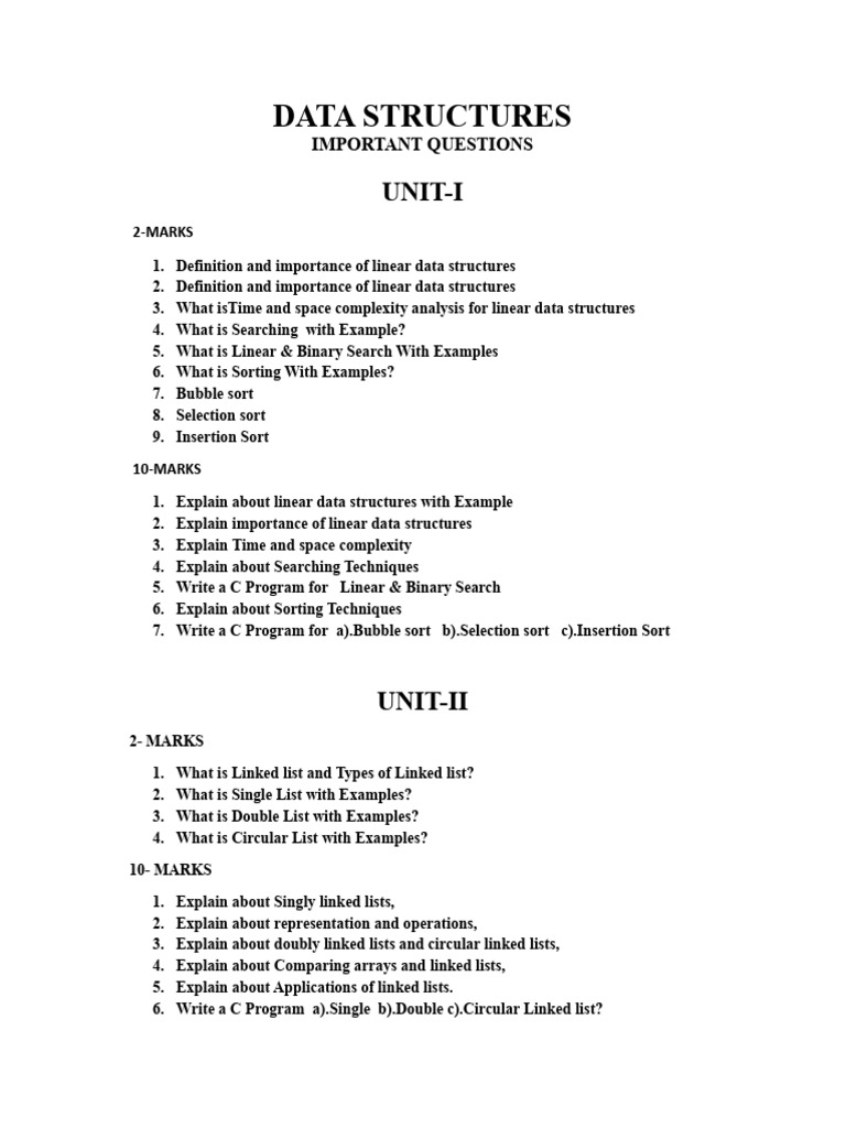 DS Important Questions | PDF | Queue (Abstract Data Type) | Computer Programming