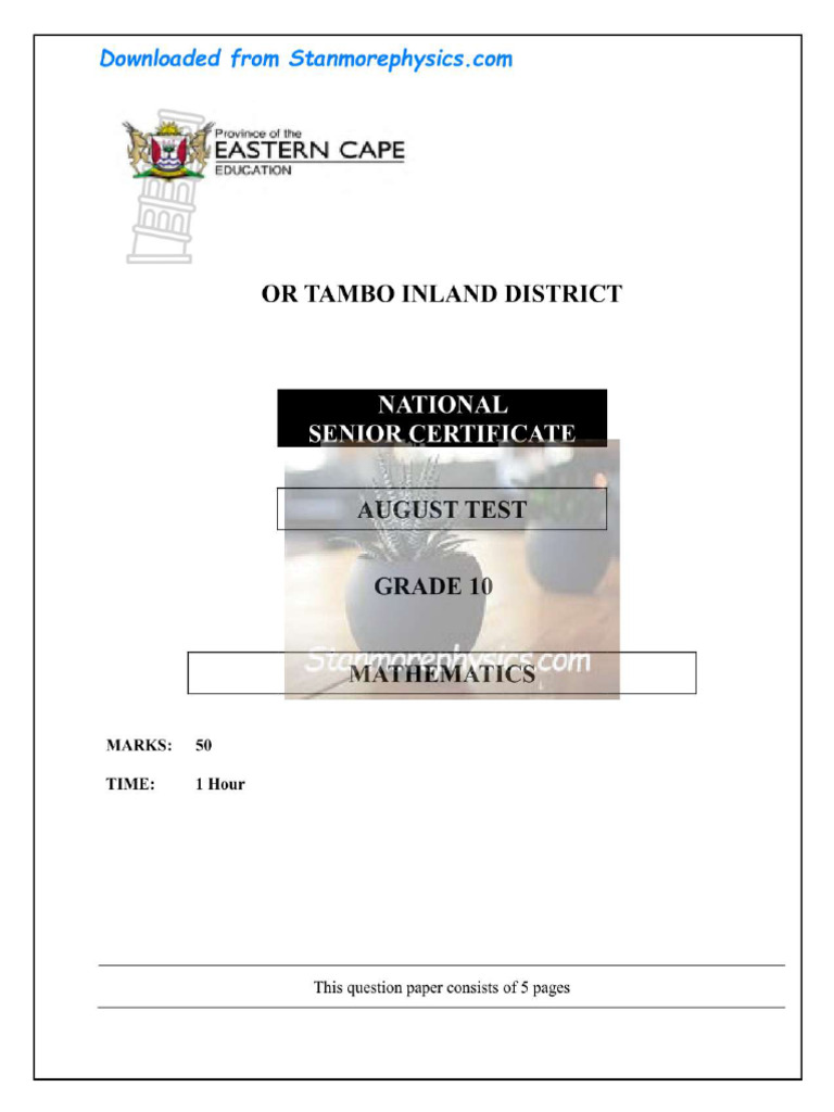 EC Maths Grade 10 September 2024 QP and Memo | PDF