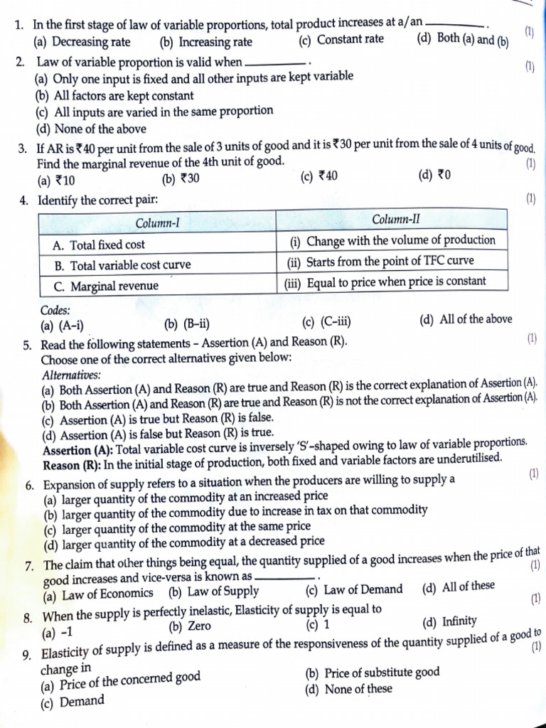 Law of Variable Proportions Explained | PDF | Elasticity (Economics ...