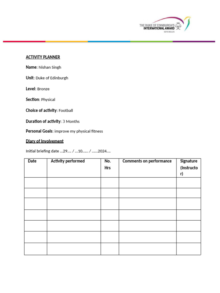 Physicals Activity Sheet New | PDF