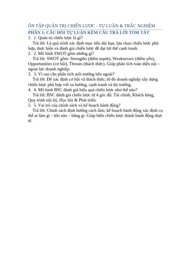 On Tap QTCL Tu Luan & Trac Nghiem (1) | PDF