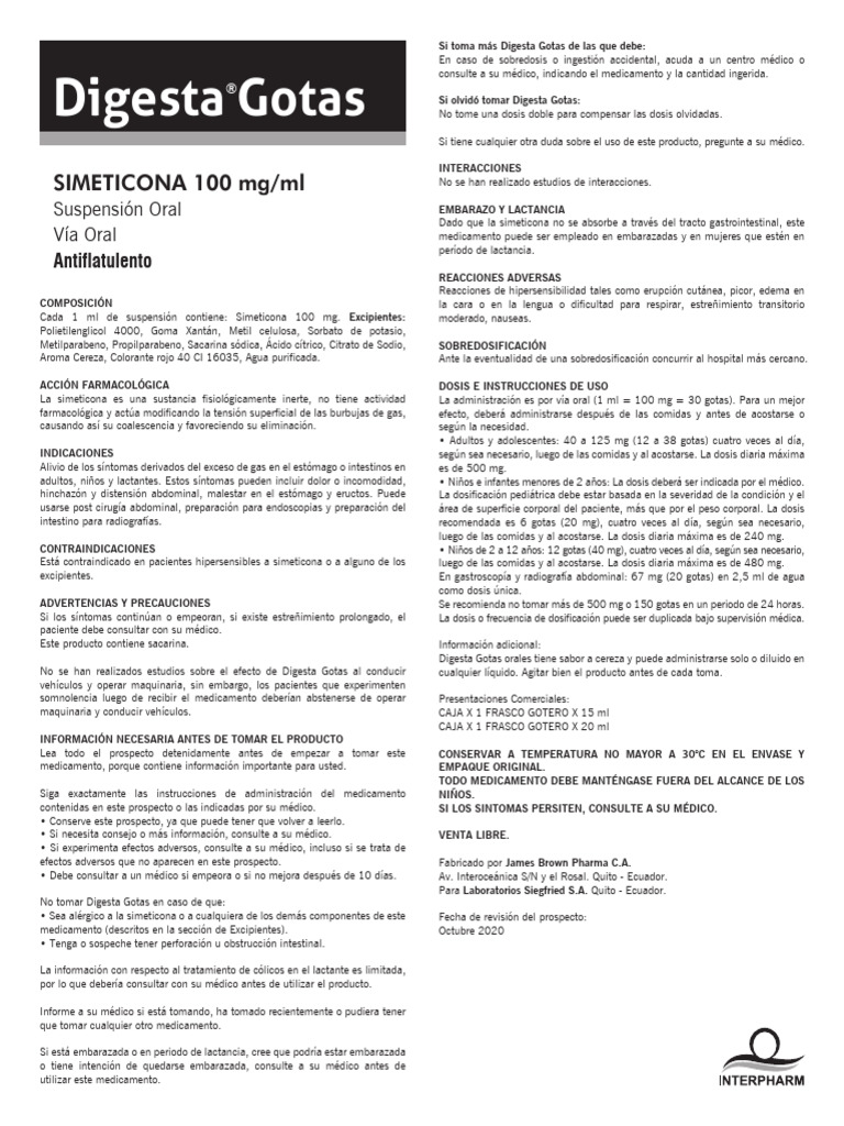 Inserto Digesta Gota v2s | PDF | Medicamentos con receta | Drogas