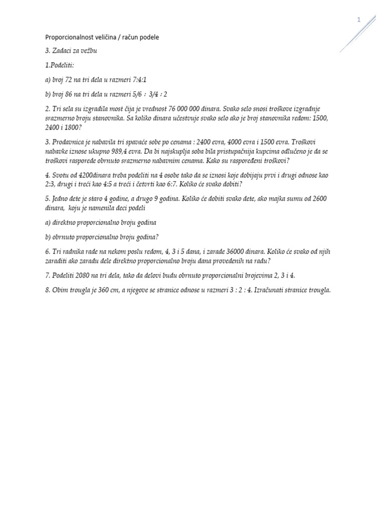 Racun Podele Zadaci | PDF