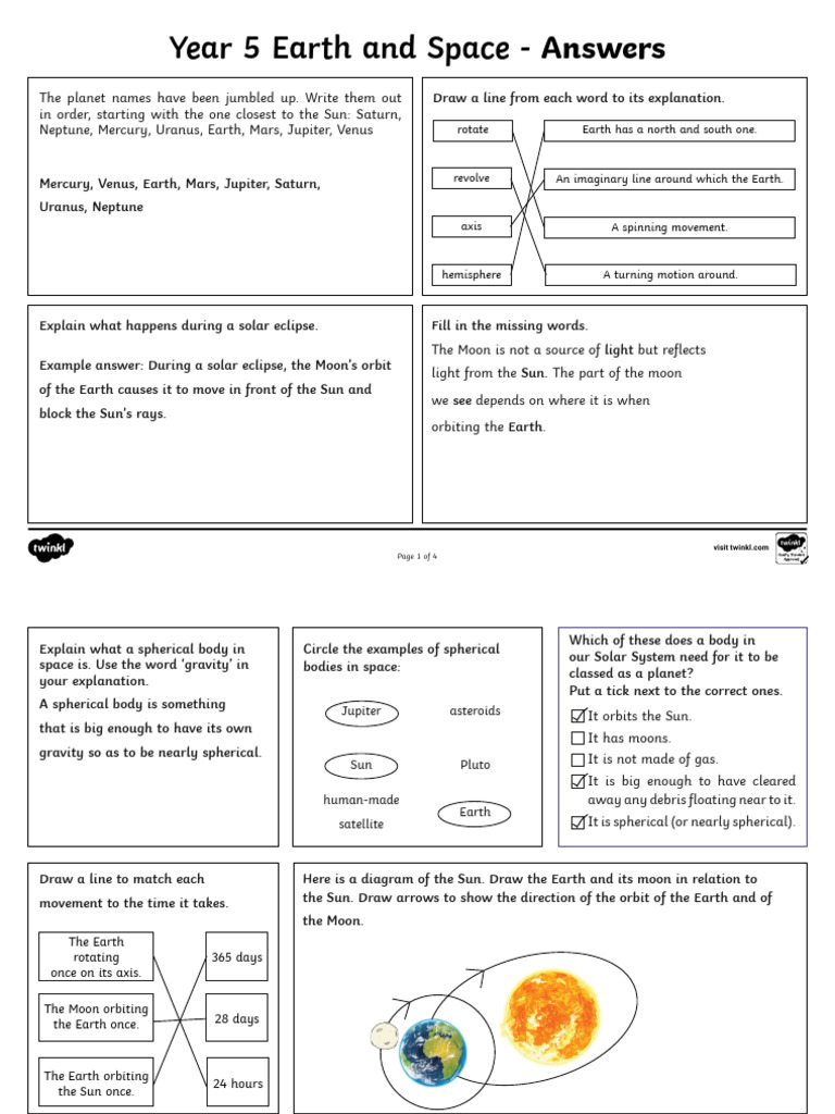 T SC 2549538 Year 5 Earth and Space Revision Activity Mat - Ver - 12 5 ...