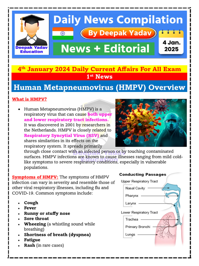 4th January 2024 Daily Current Affairs For All Exam | PDF | Pneumonia ...