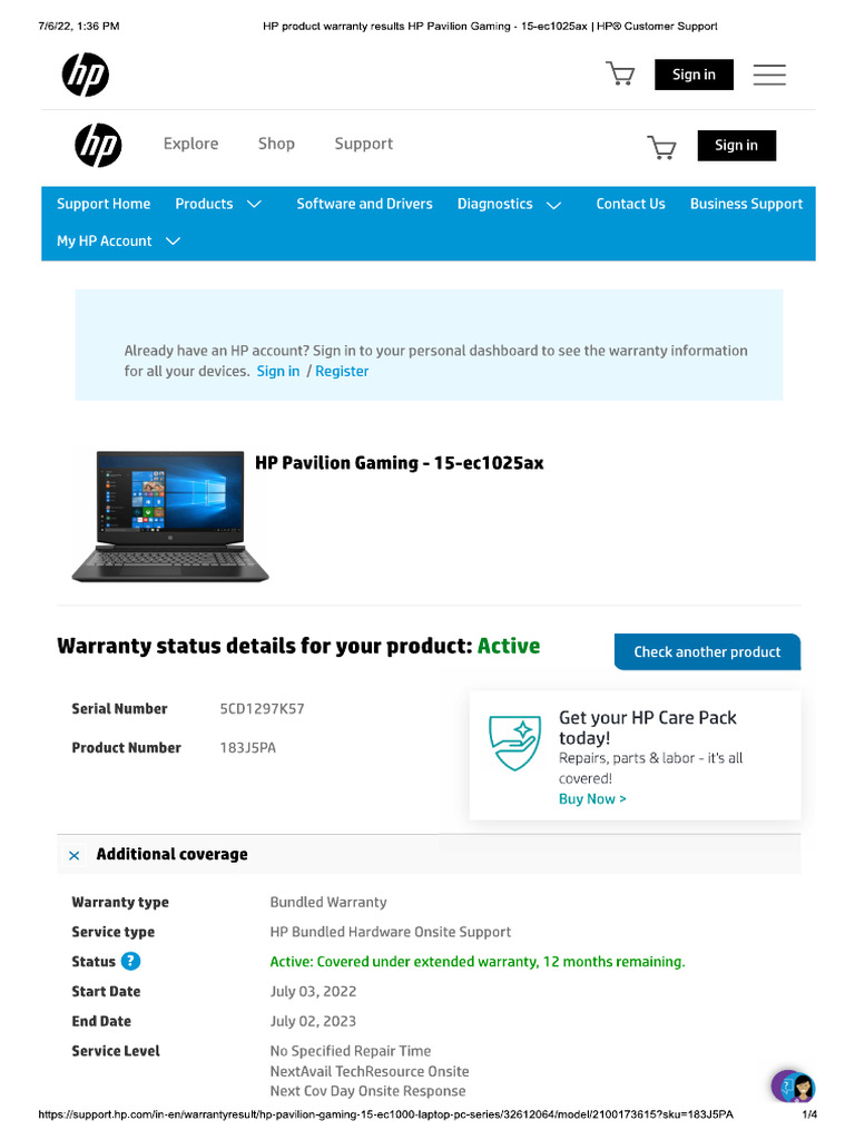HP Warranty | PDF