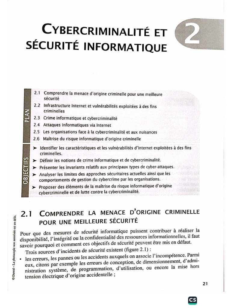 Chapitre 2 Criminalité et Cyber sécurité Informatique | PDF