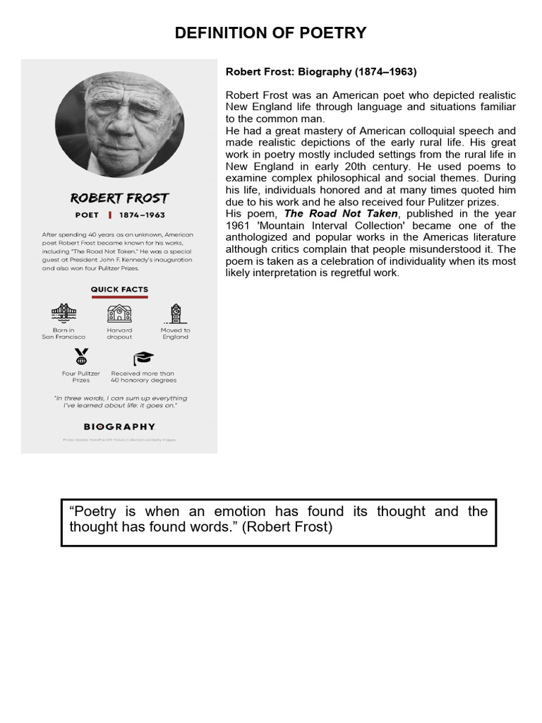 Robert Frost: Life and Poetry Insights | PDF