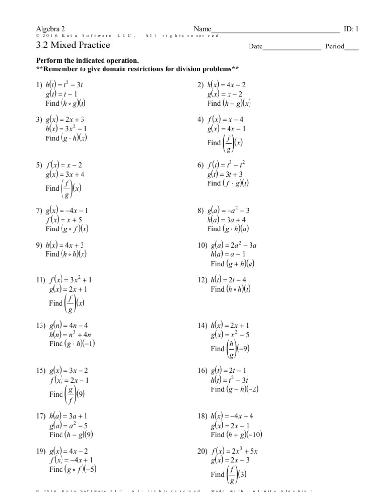 3.2 Mixed Practice-PDF SV | PDF | Algebra | Abstract Algebra