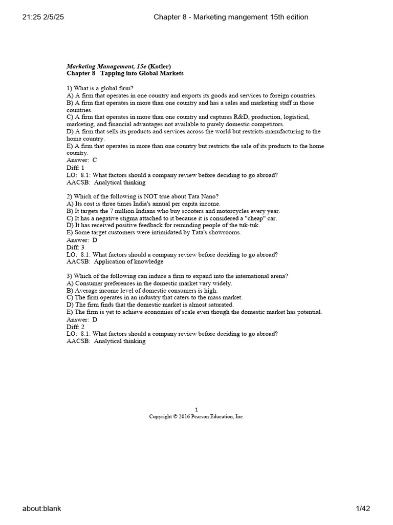 Chapter 8 - Marketing Mangement 15th Edition | PDF | Exports | Business