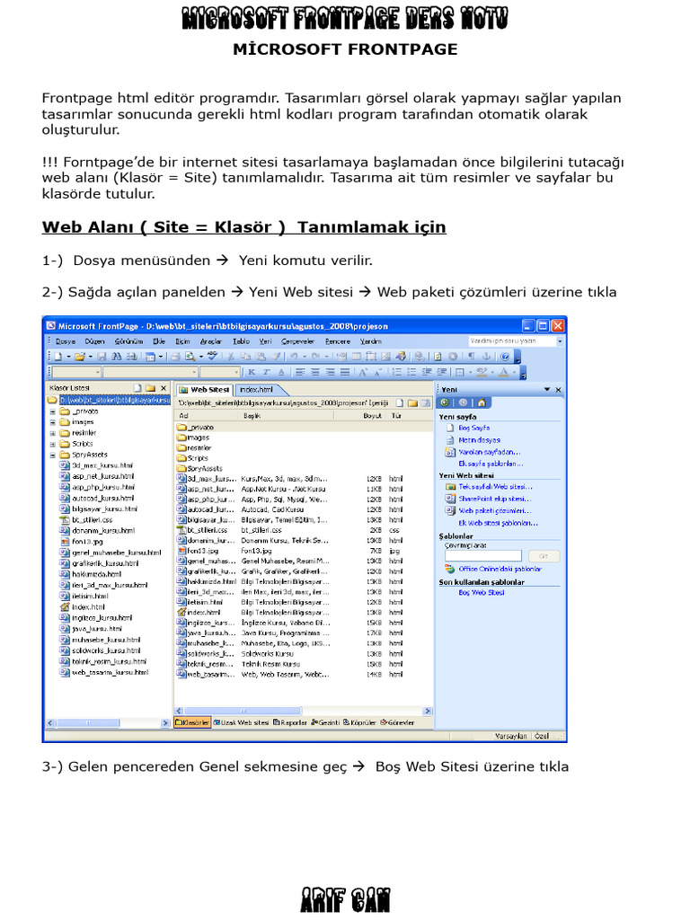 Microsoft Frontpage Ders Notu | PDF
