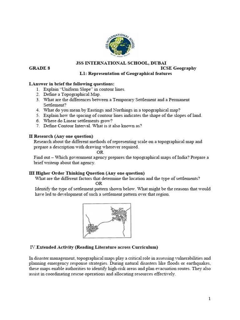 Represenation of Geographical Features Worksheet - Geography | PDF ...