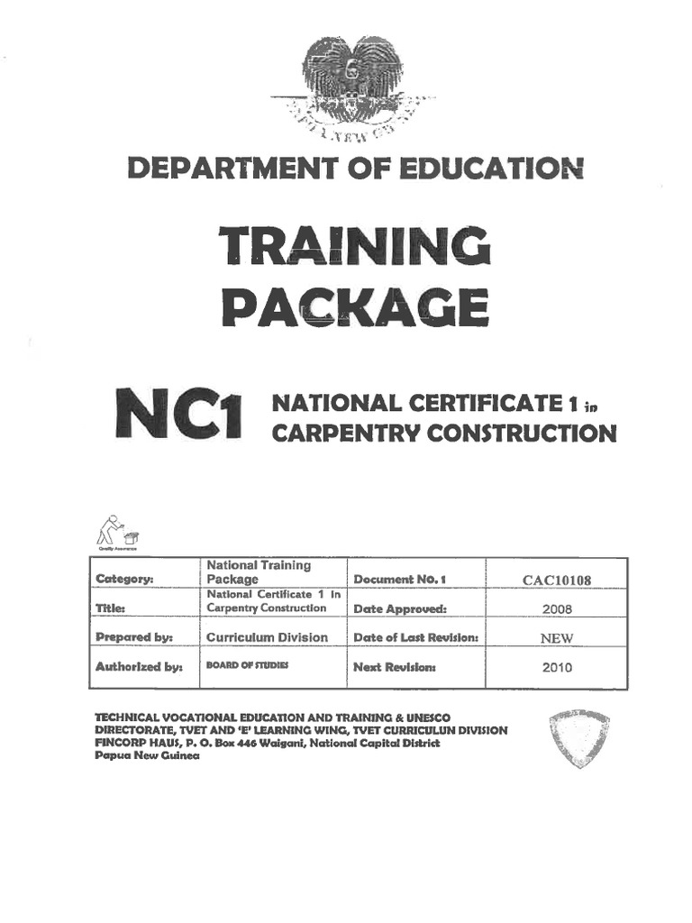 Training Package - NC1, DoE | PDF