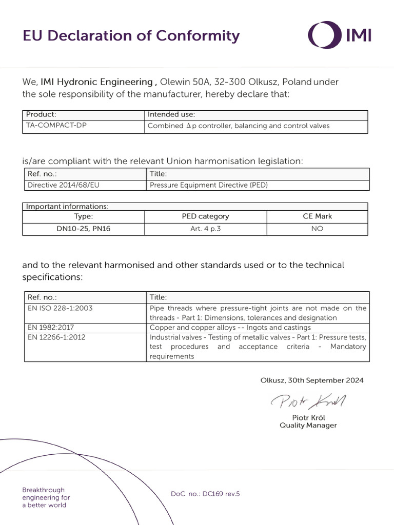 DoC DC169 TA COMPACT-DP EN | PDF