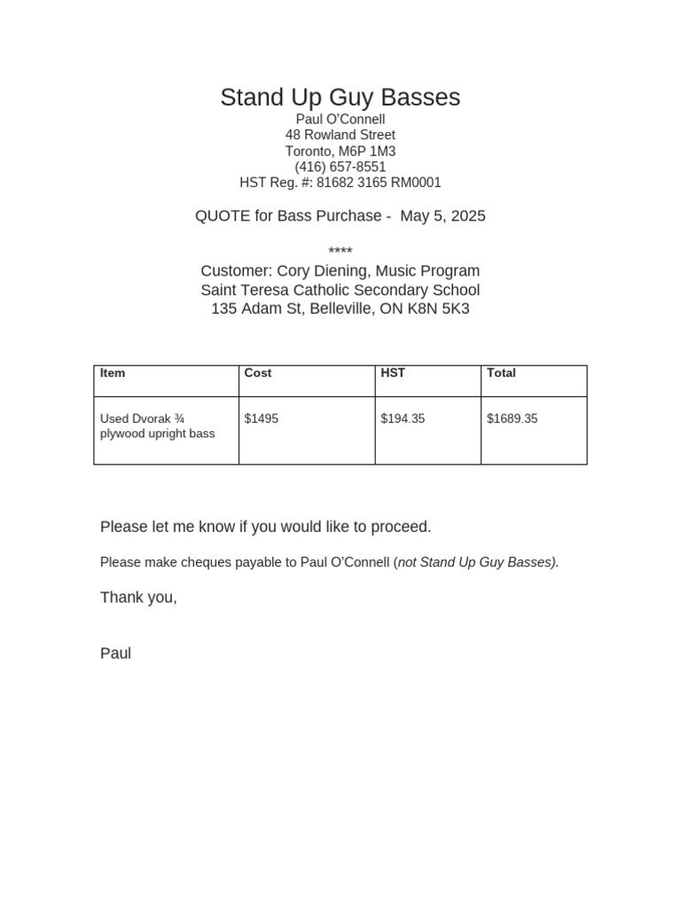 Bass Quote 2025 | PDF