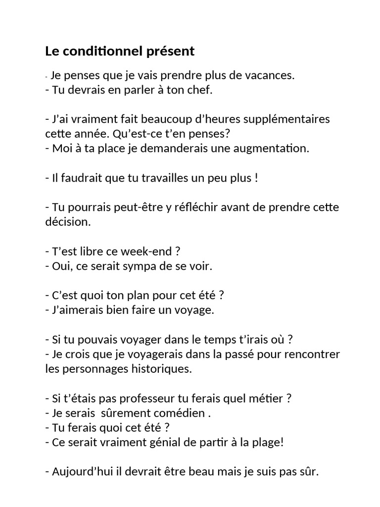 Le conditionnel présent en pratique | PDF