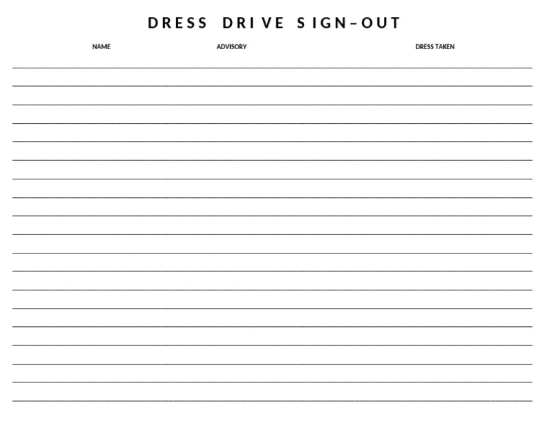 Dress Drive Sign-Out | PDF