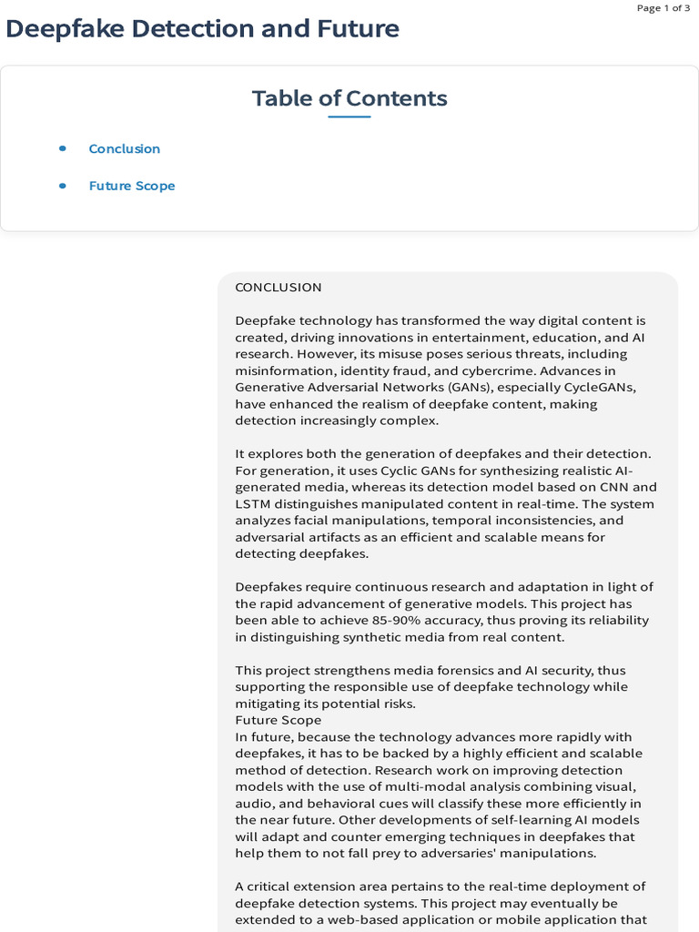 Deepfake Detection and Future | PDF | Artificial Intelligence | Intelligence (AI) & Semantics