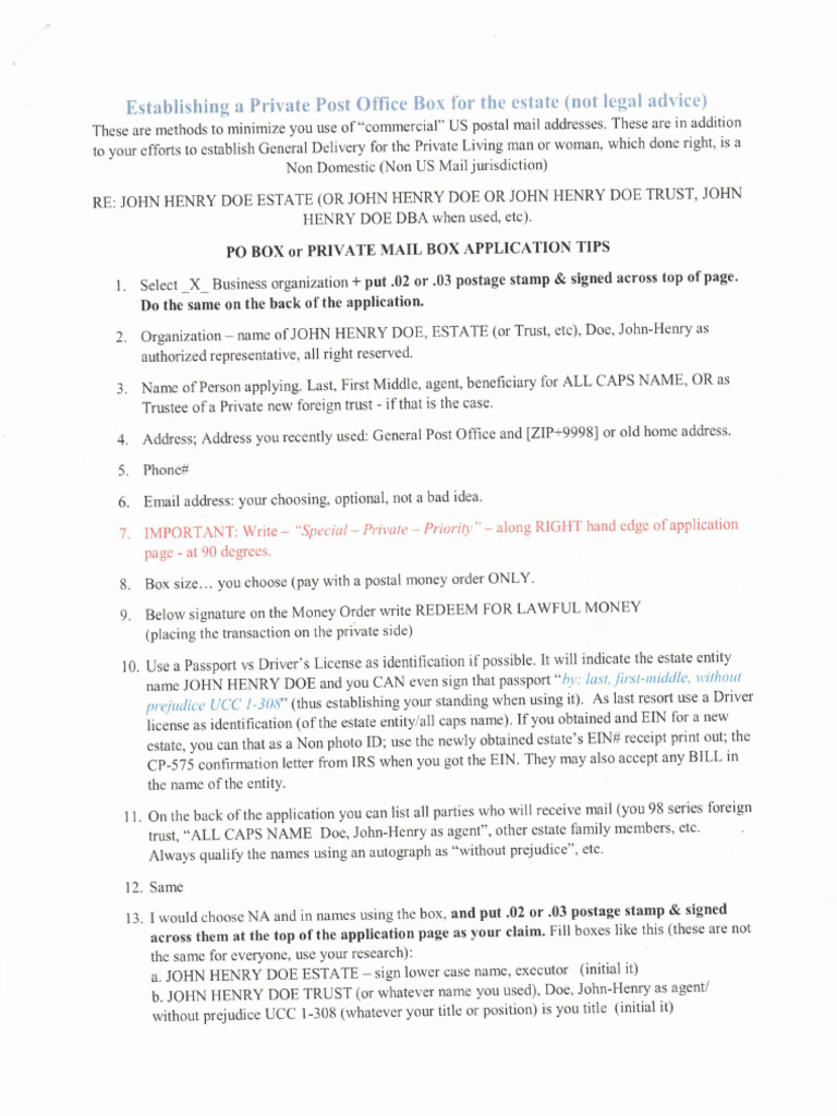 GET A P.O. BOX FOR YOUR ESTATE 12 Pages FROM BLUE | PDF