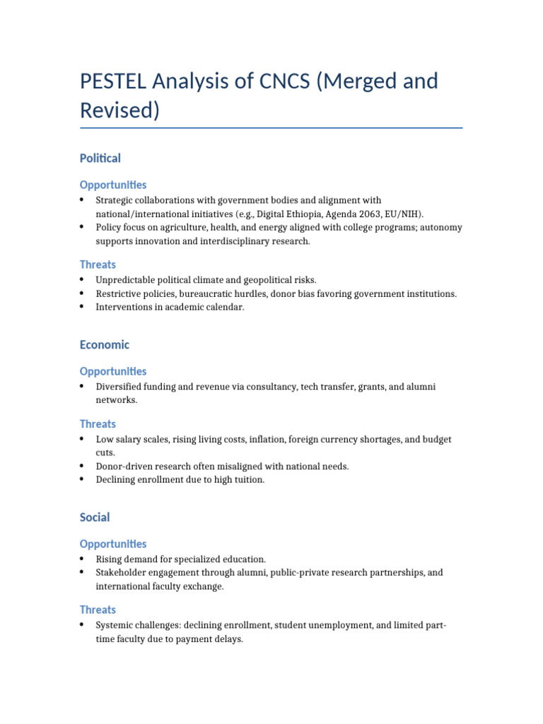 PESTEL Analysis CNCS Merged Revised | PDF