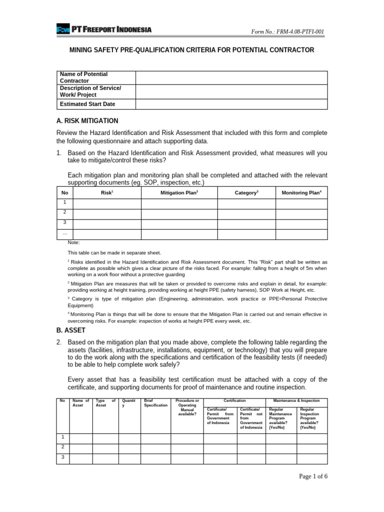 Mining Safety Pre-Qualification Criteria | PDF | Risk | Occupational ...