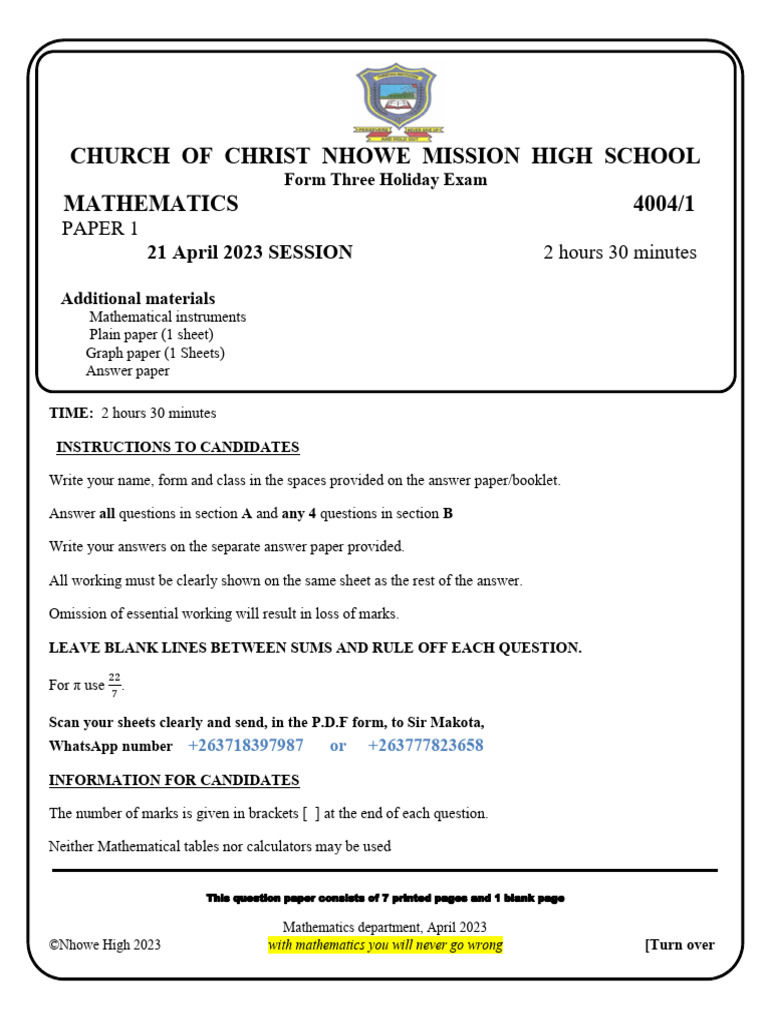 F3 APRIL 2023 QSN & Answer | PDF | Circle | Triangle