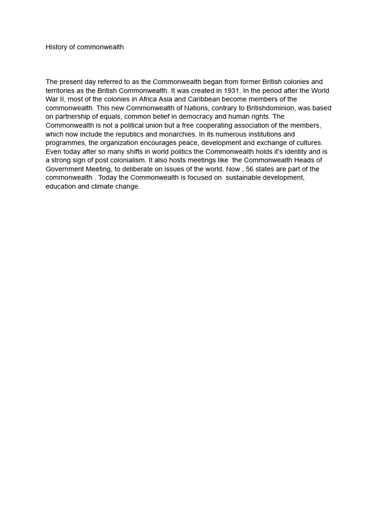 The History of Commonwealth | PDF