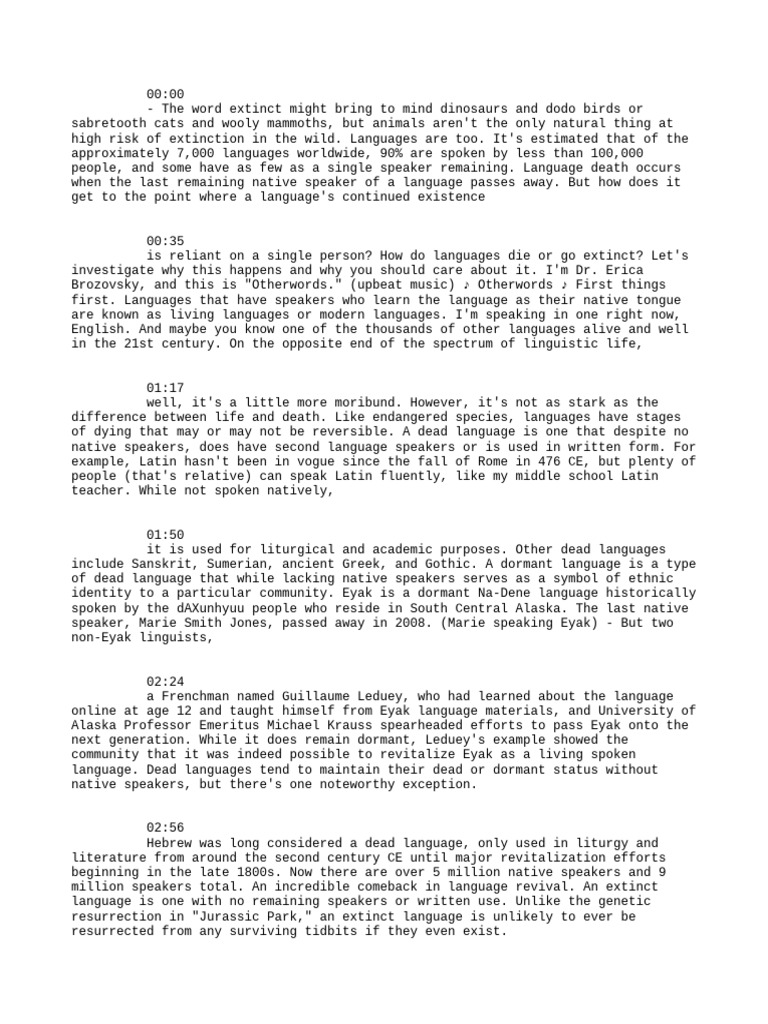 Language Extinction and Revitalization | PDF | Cultural Assimilation ...