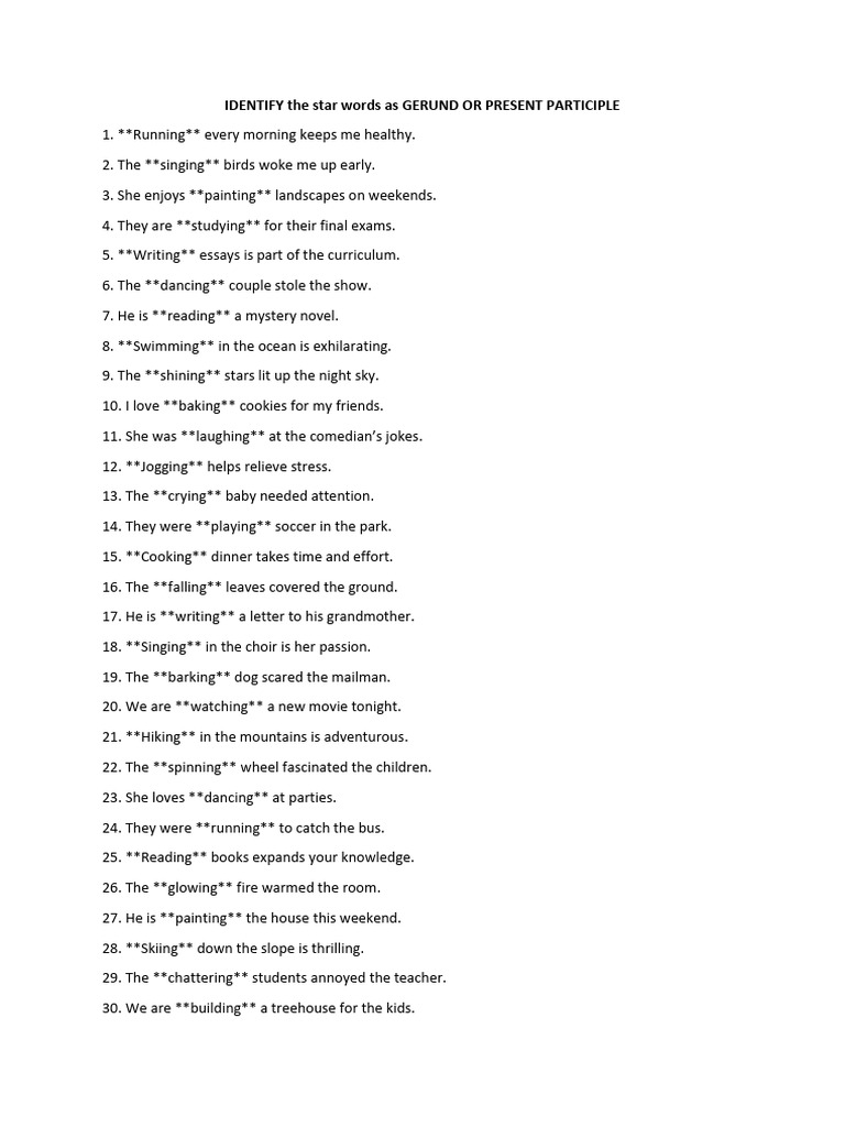 Gerunds and Participles in Action | PDF