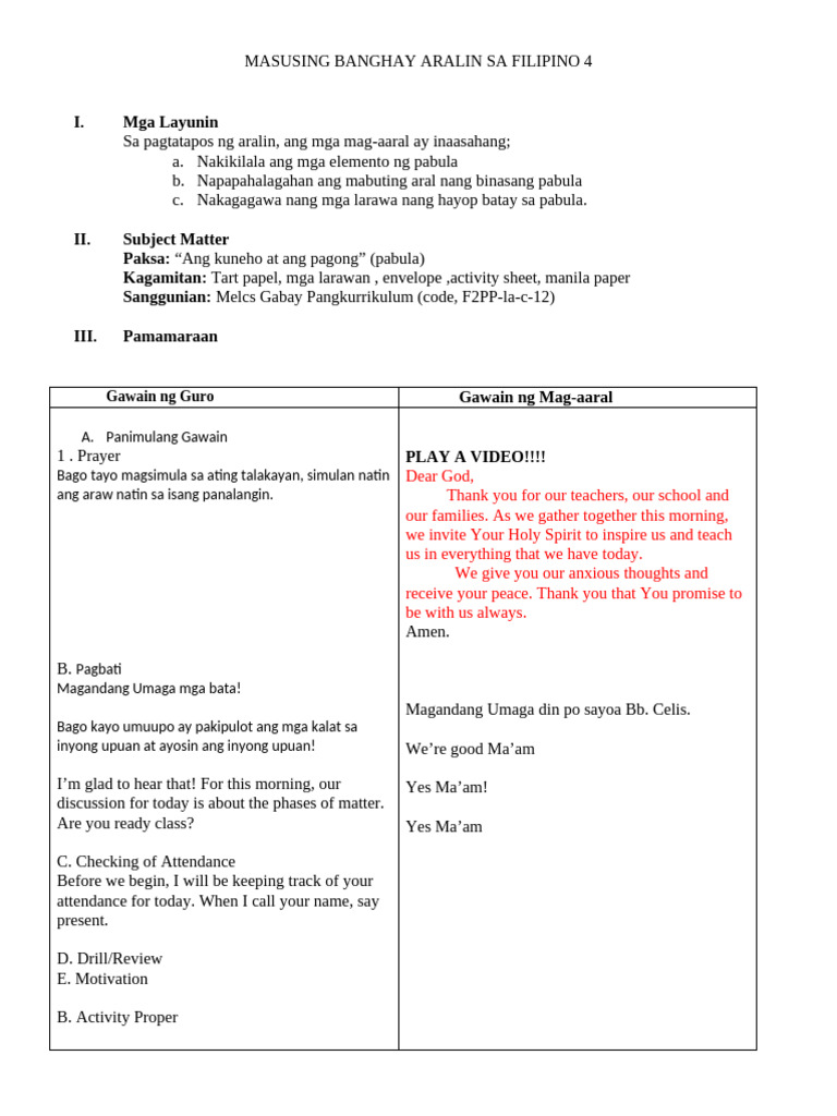 DETAILED LESSSON PLAN 4as Sa FILIPINO | PDF | Matter | Gases