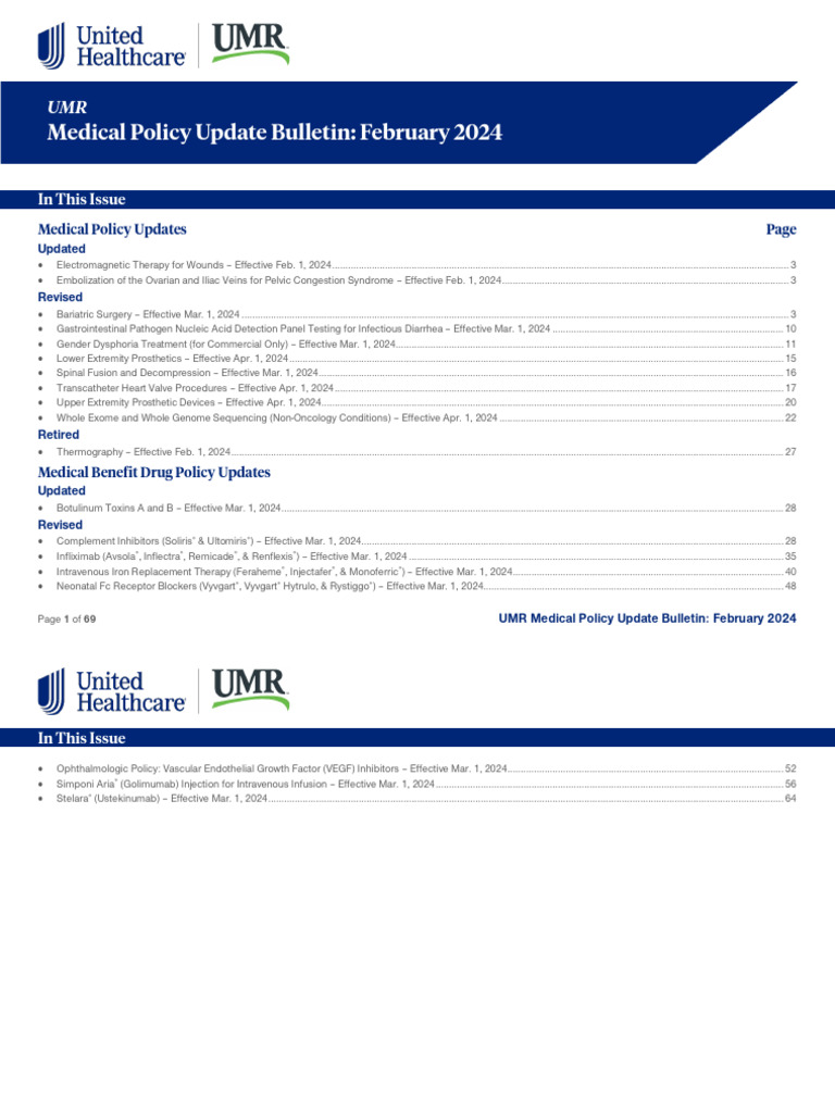 Umr Medical Policy Update Bulletin February 2024 Full | PDF | Bariatric ...