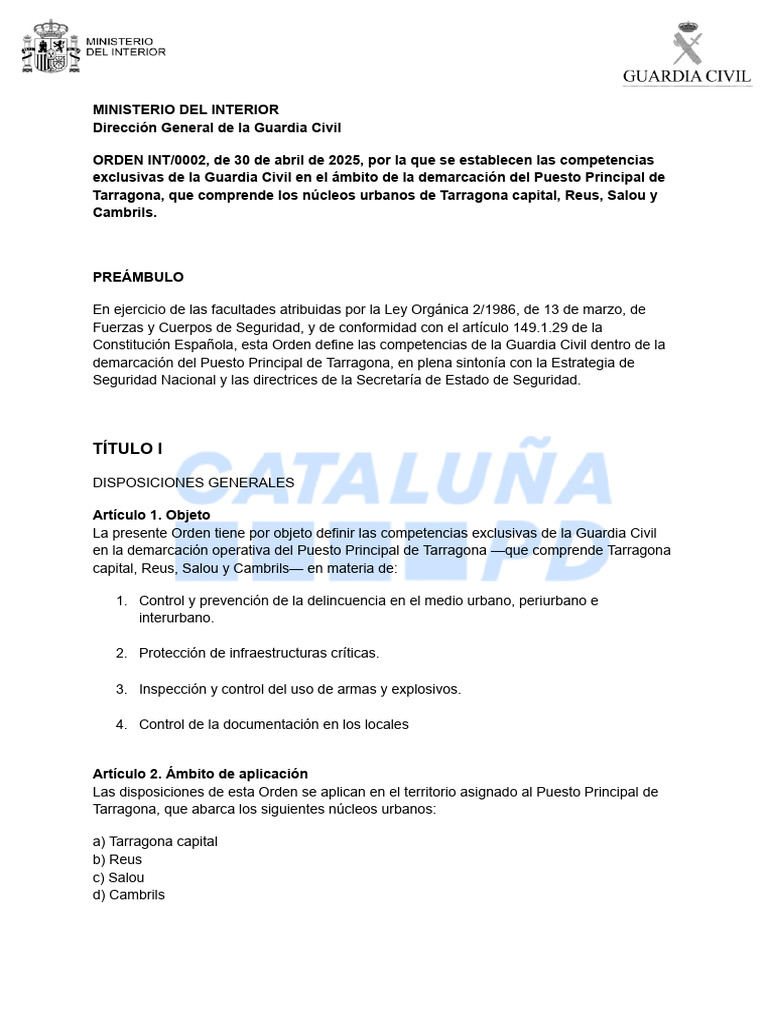 Orden de Interior 007 - 2025 ( (Cat PD, Ficticia) ) A | PDF | Gobierno