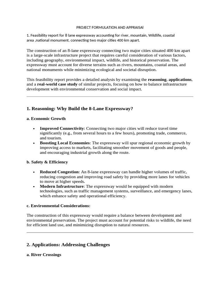 PROJECT FORMULATION AND APPRAISAl | PDF | Controlled Access Highway ...