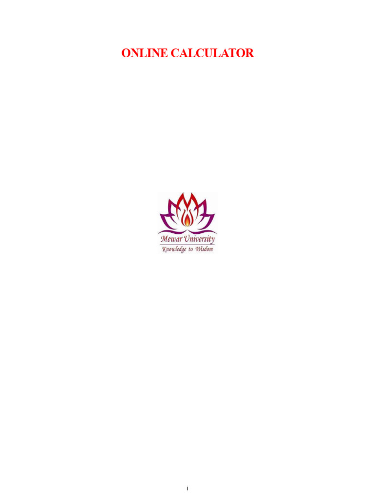 Calculator Project Report | PDF | Calculator | World Wide Web