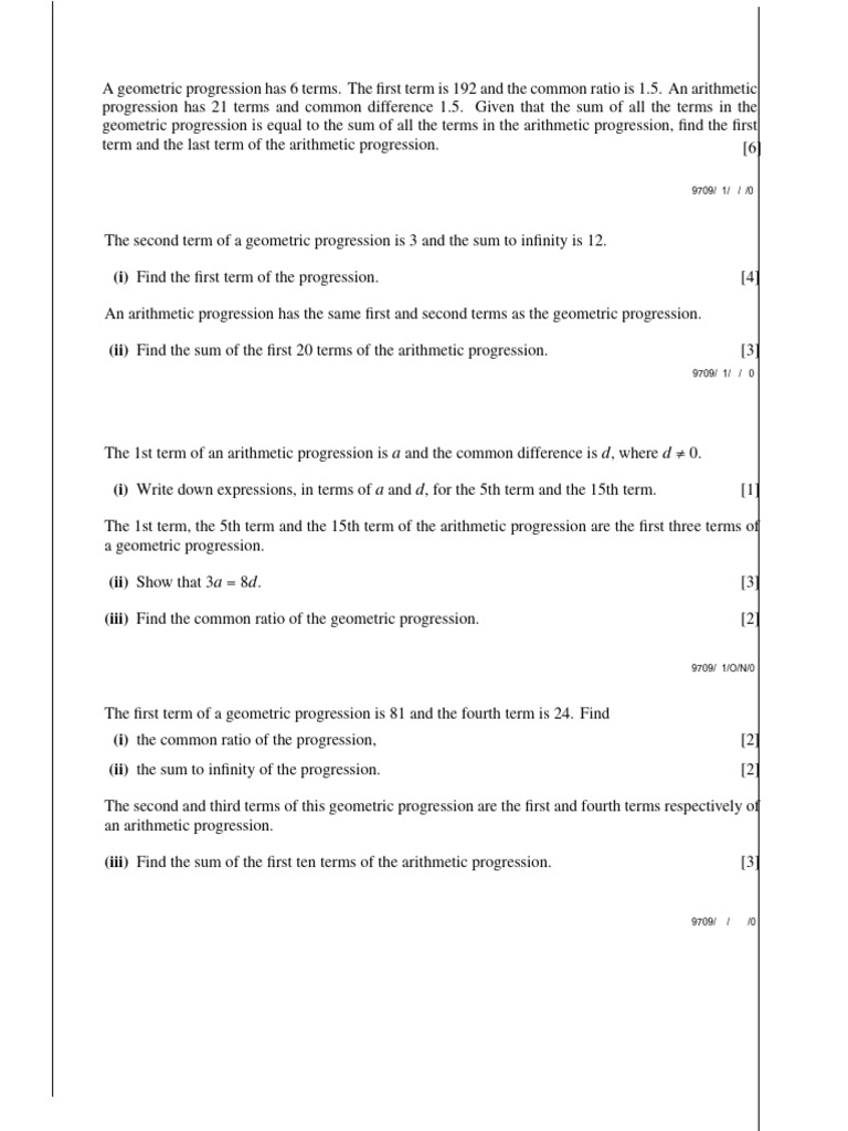 S2 Sequences - AP to GP (qp) | PDF | Mathematical Objects | Elementary Mathematics