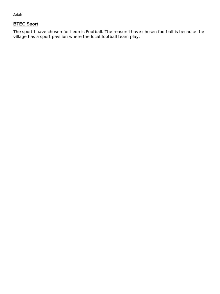 BTEC Sport Task 1 | PDF