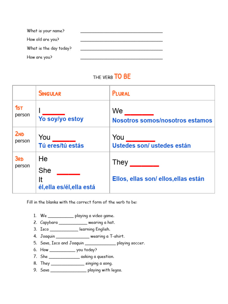 Verb to be (1) | PDF