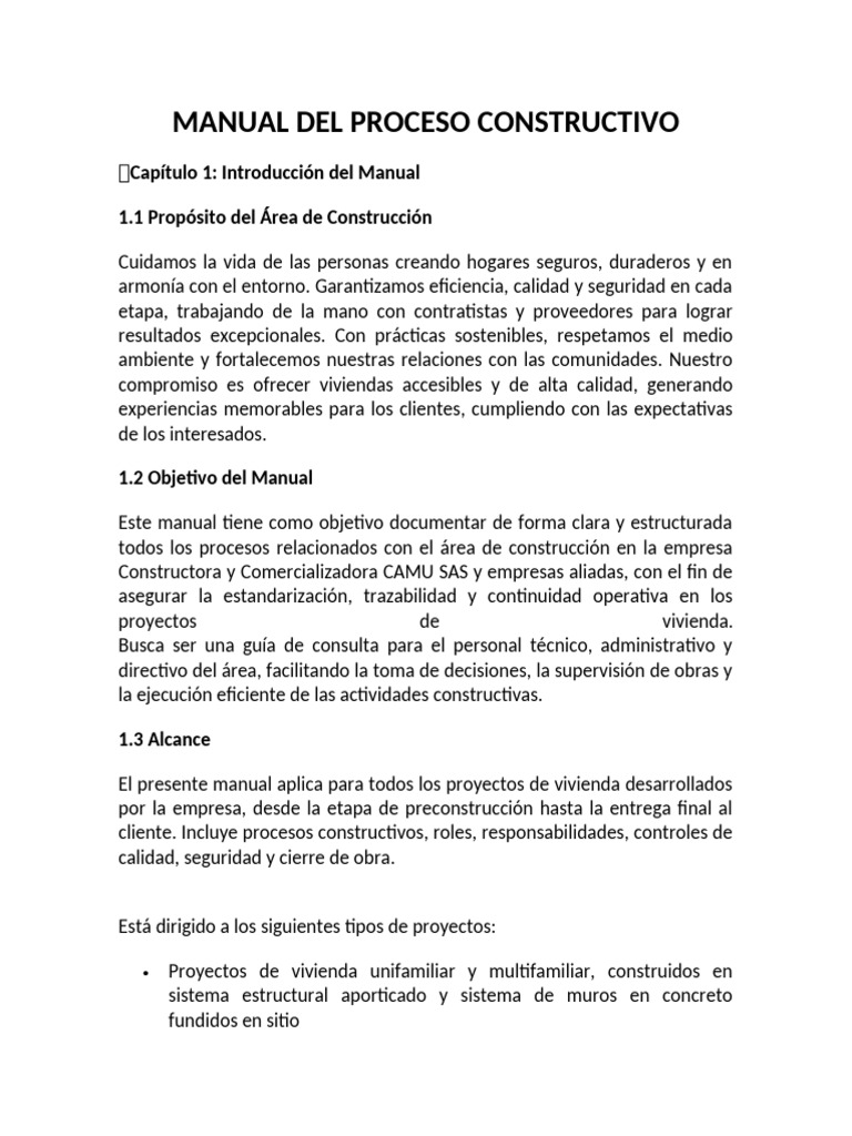 MANUAL DEL PROCESO CONSTRUCTIVO v2 | PDF | Planificación | Presupuesto