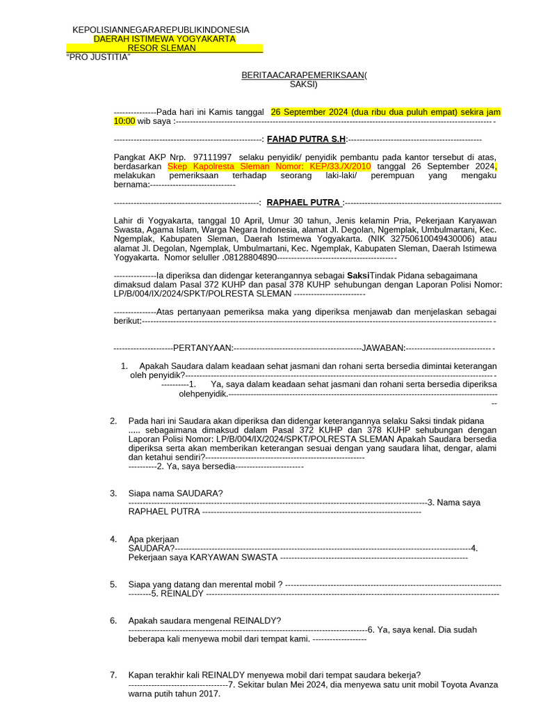 Bap Saksi Raphael Putraa | PDF