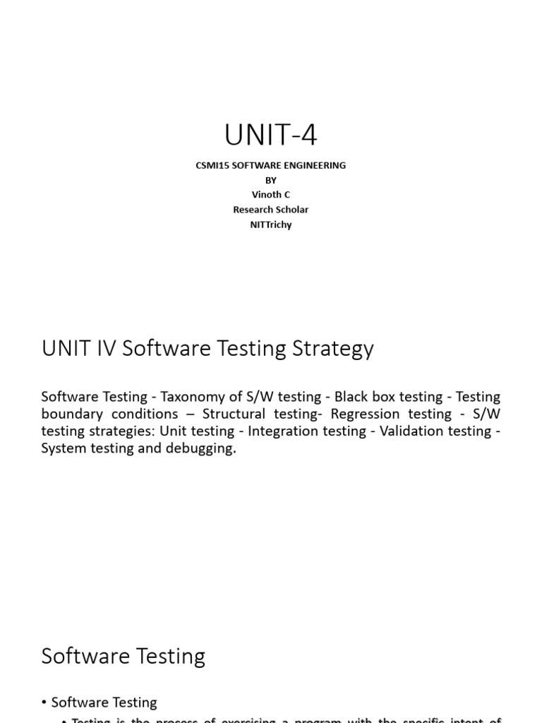 SE Unit 4 MIN | PDF | Software Testing | Security