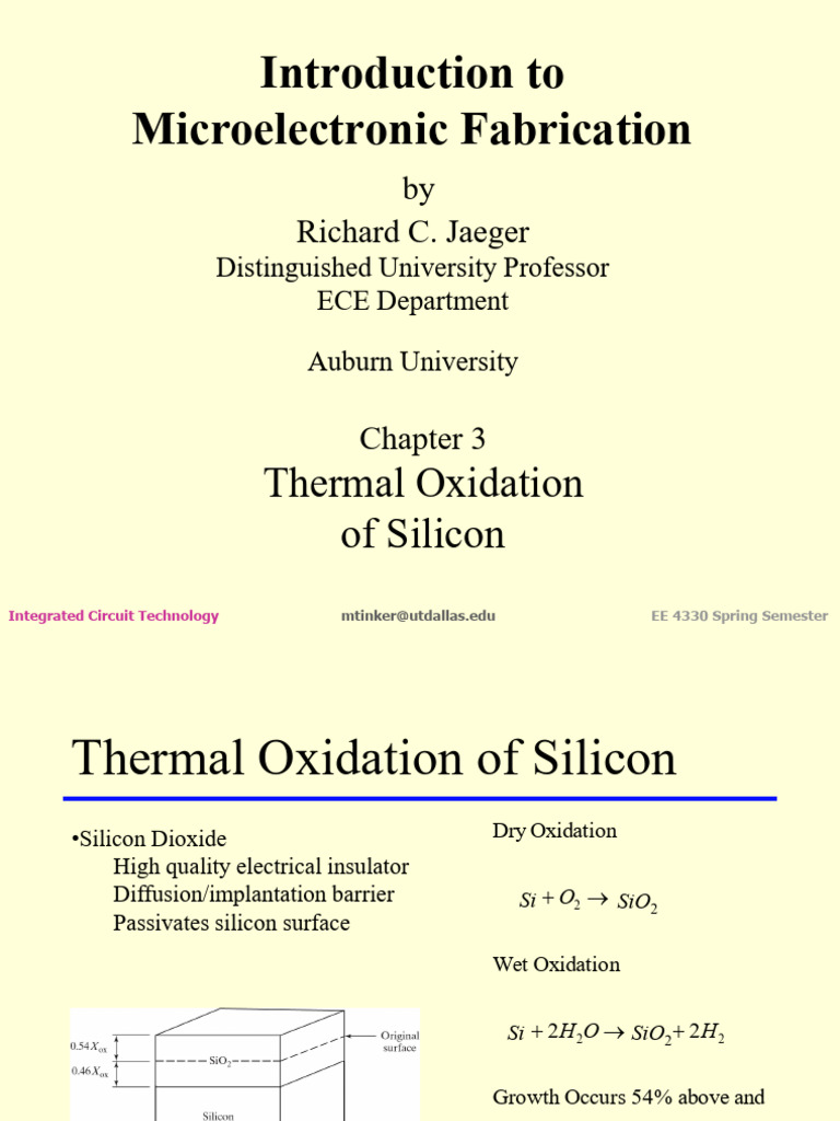 Thermal Oxidation of Silicon Techniques | PDF | Materials ...