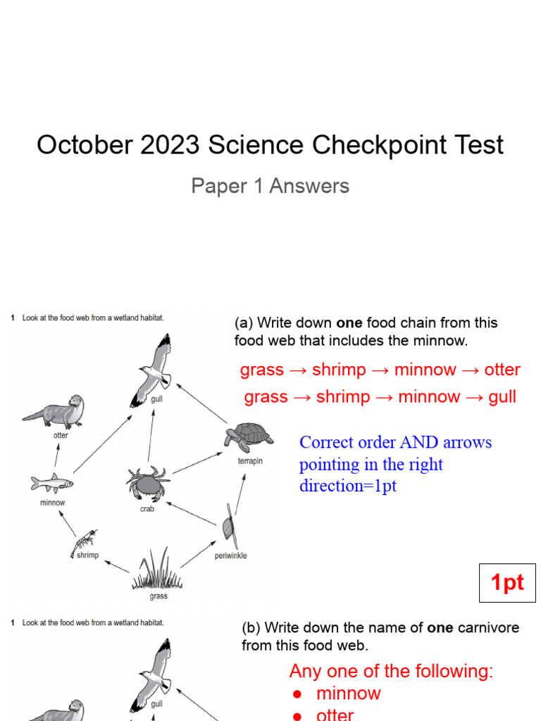 October 2023 Science Checkpoint Test Answers | PDF | Water | Force