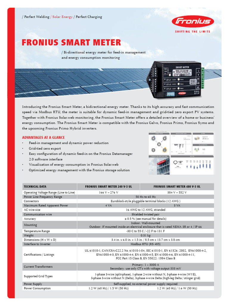 SE DS Fronius Smart Meter UL EN CA | PDF | Power Supply | Power Inverter