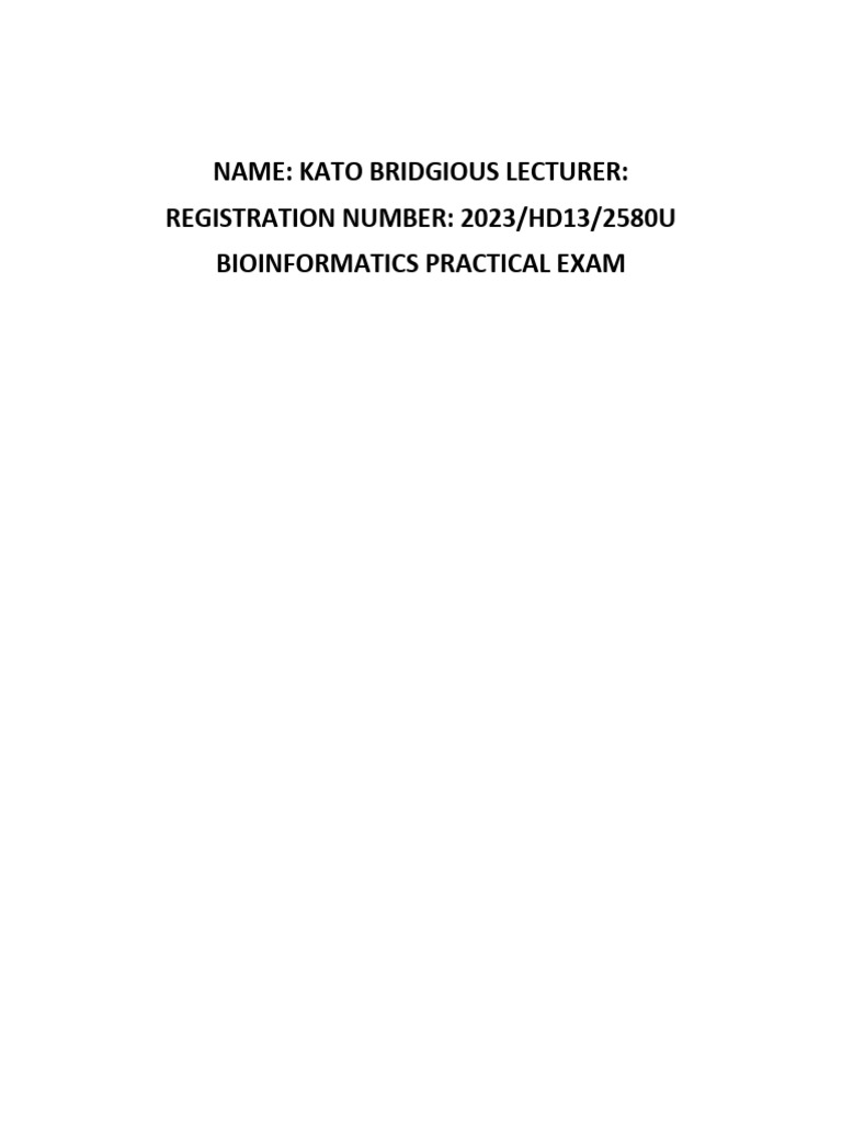 Kato Bridgious Exam Bioinformatics | PDF | Conserved Sequence | Nucleic Acid Sequence